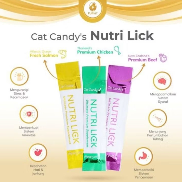 Jual CAT CANDY NUTRI LICK (Suplemen kucing premium kemasan sachet ...