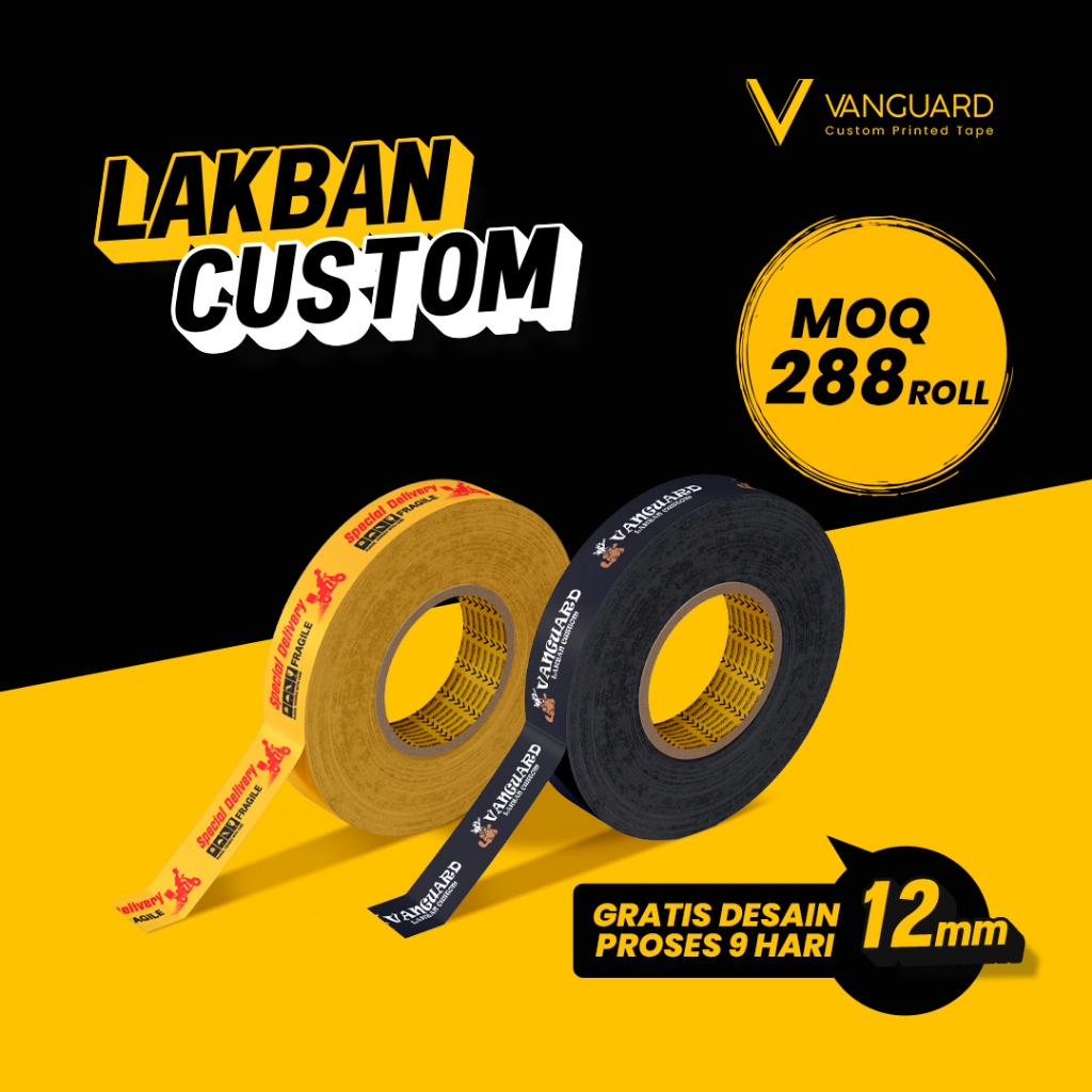 Jual Lakban Isolasi Custom Logo 12mm 288 roll Selotip Cetak Printing ...