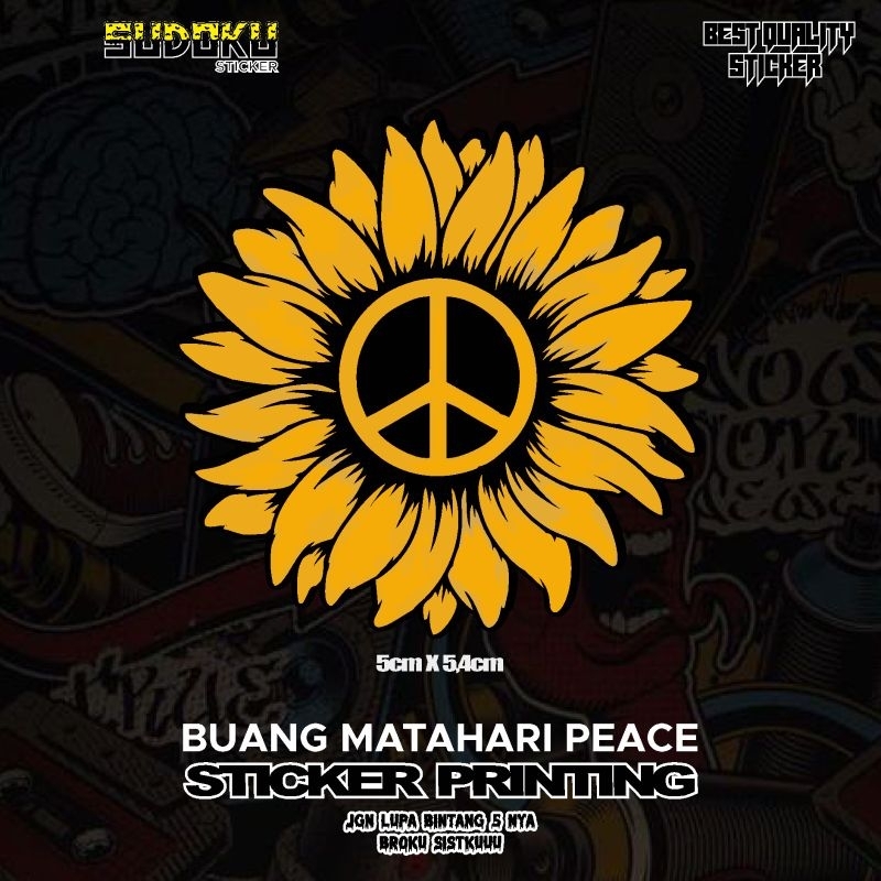 Jual STICKER STIKER PRINTING BUNGA MATAHARI PEACE LOGO PERDAIMAAN KEREN ...