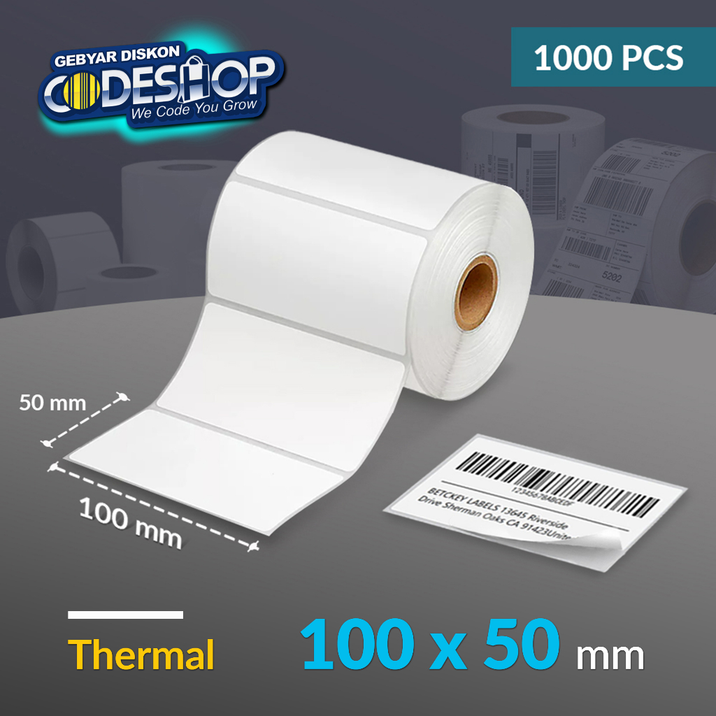 Jual Codeshop Kertas Label Thermal 100x50 / 100 x 50 mm / 100x50mm 1 Line Stiker Printer Barcode ...