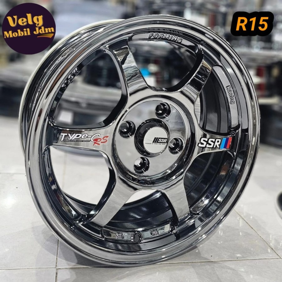 Jual velg mobil r15 SSR FLOW FORMING BLACK CROME lebar 6,5 et 42 velg ring 15 vios city freed ...