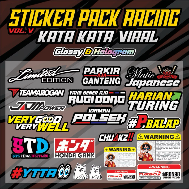 Jual STIKER PACK RACING KATA KATA VIRAL KEREN UNTUK MOTOR DAN HELM ...