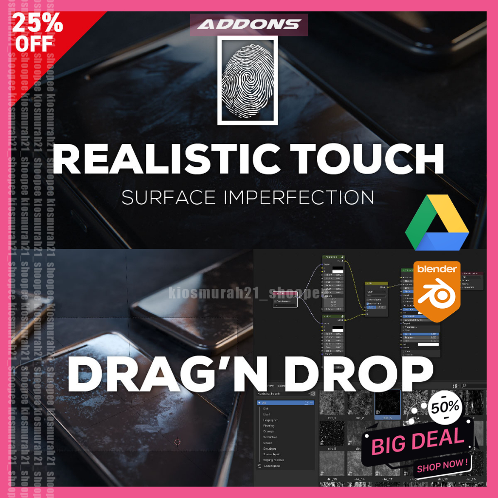 Jual Realistic Touch - Surface Imperfection - Blender 3D Addons | Shopee Indonesia