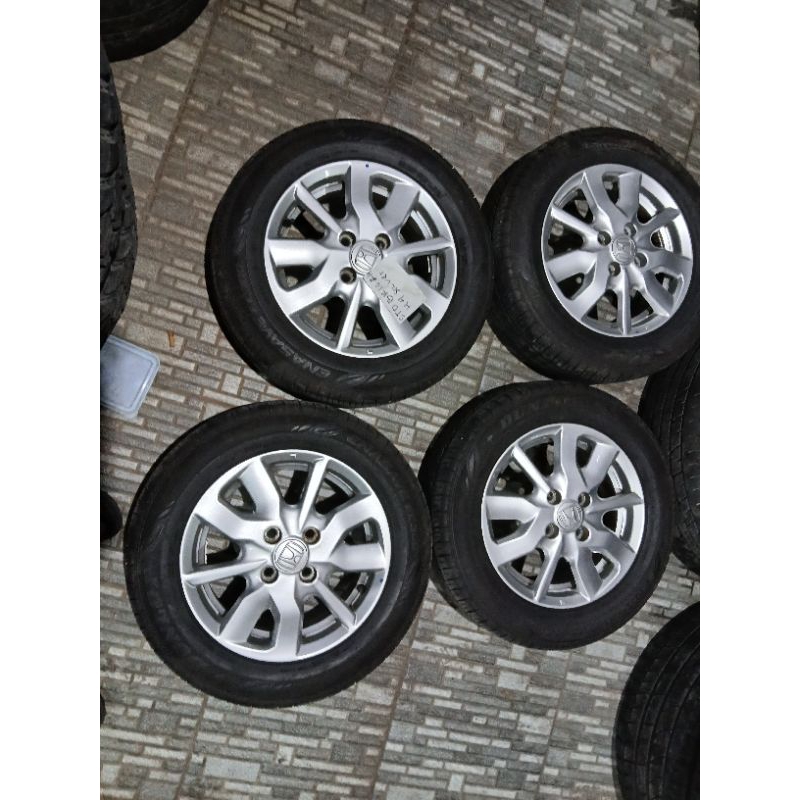 Jual Velg Original Brio Satya Ring 14 lubang baud 4x100 Ban Dunlop 175 65 R14 masuk di agya ayla ...