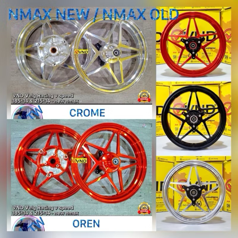 Jual VND VELG VSPEED V1-V2 NMAX NEW / NMAX OLD /AEROX OLD/NEW VSPEED ,UK DEPAN 1.85x14 /BELAKANG ...