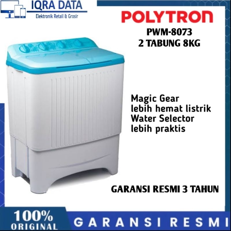 Jual Mesin Cuci Polytron 8KG 2 Tabung PWM-8073 Garansi Resmi 3 Tahun ...