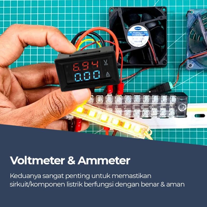 Jual Alat Pengukur Listrik Mini Voltmeter Ammeter LED Display | Shopee Indonesia