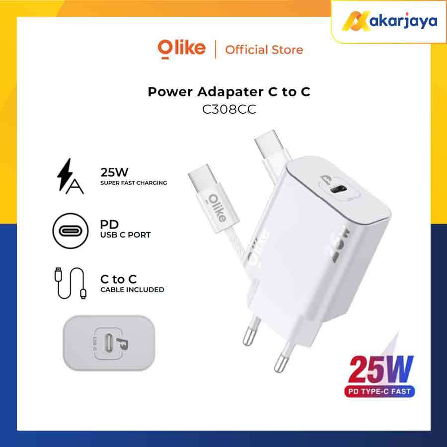 Jual Olike C308CC Charger Adaptor 25W 3A USB TYPE C PPS PD QC 3.0 Super ...