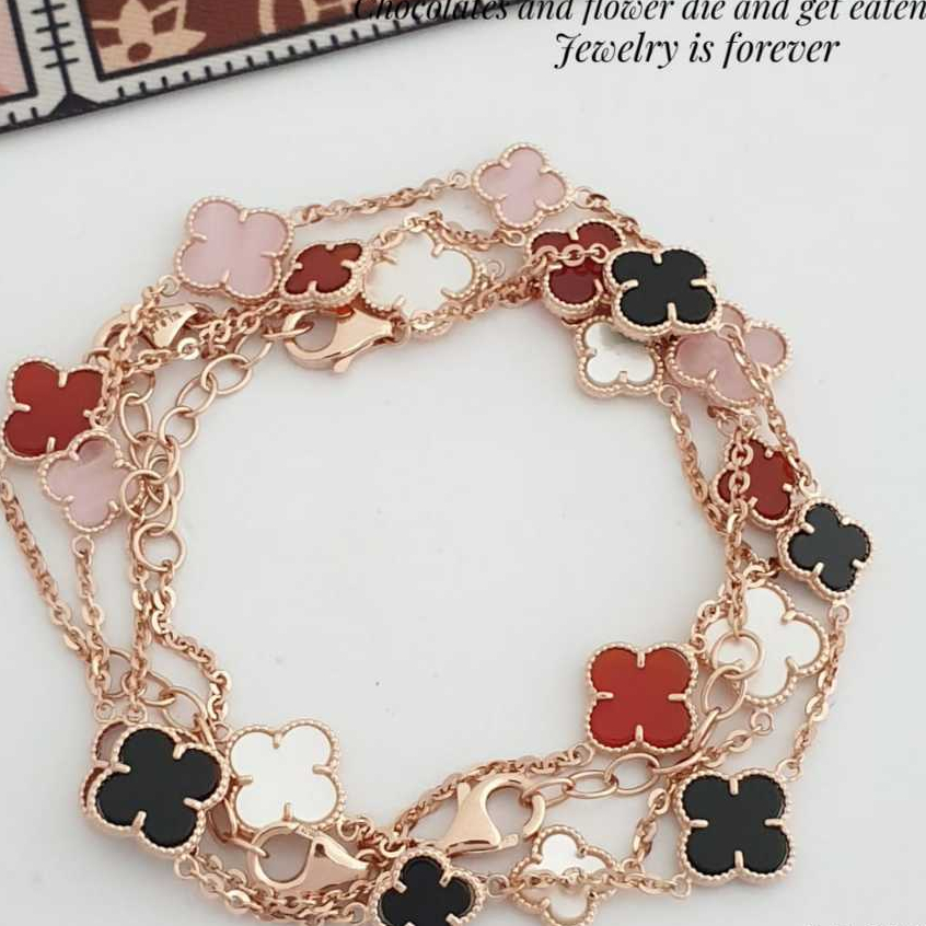 Jual GELANG FASHION CLOVER BUNGA WARNA 17K/750-ASLI BAGONG GOLD BAGONG ...