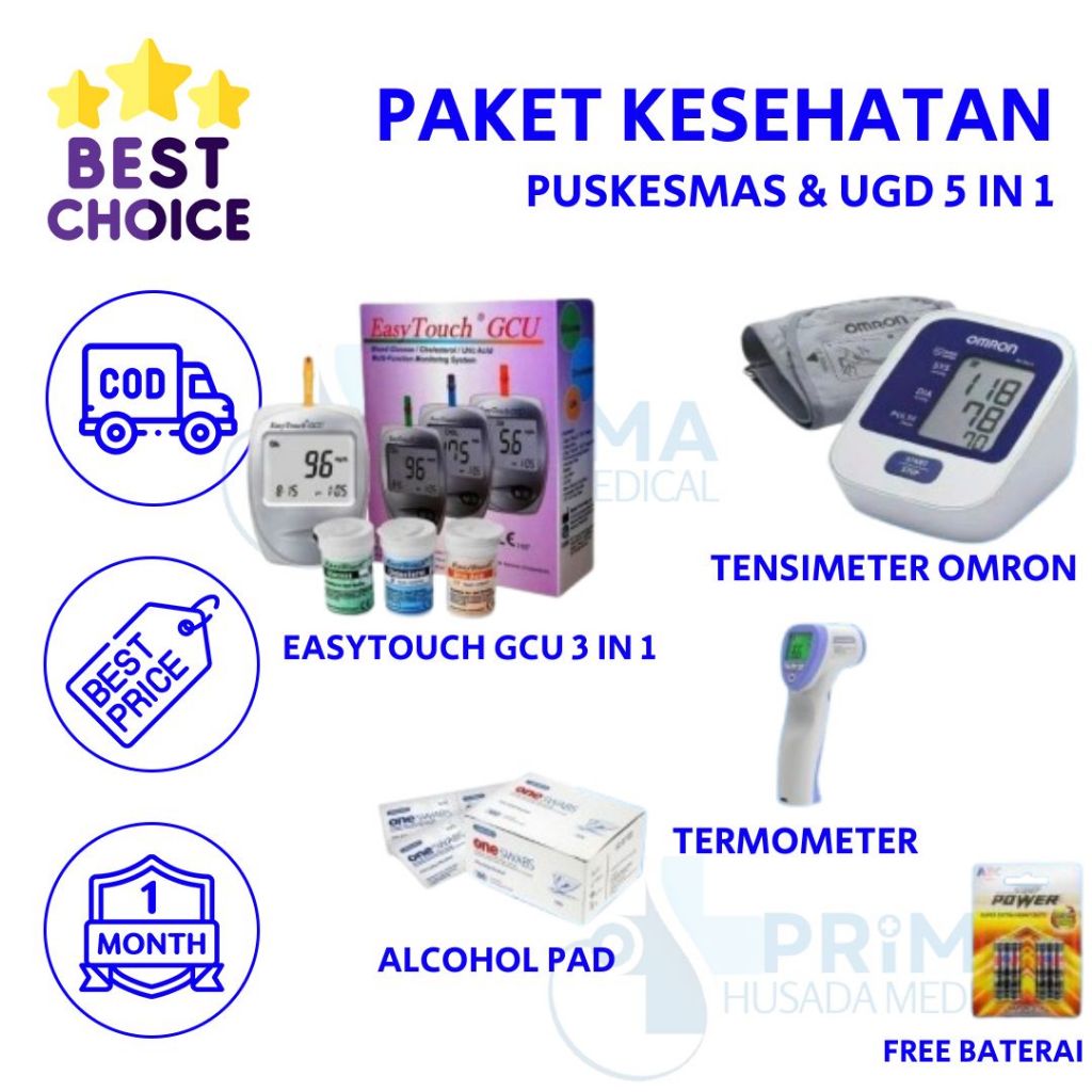 Jual Paket Lengkap 5 In 1 Alat Easy Touch GCU 3in1 Test Cek Gula Darah ...