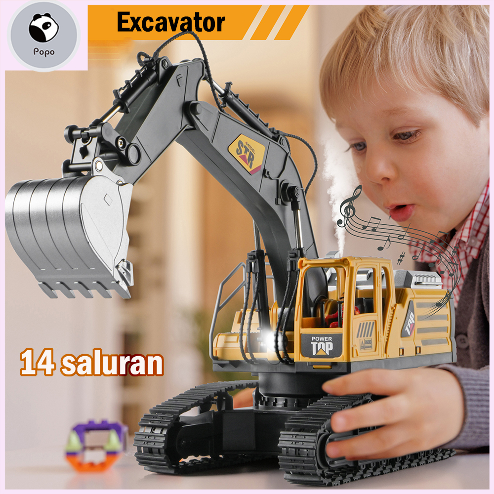 Jual POPO Excavator Remote Control Mainan 14 Saluran Setir Mobil RC ...