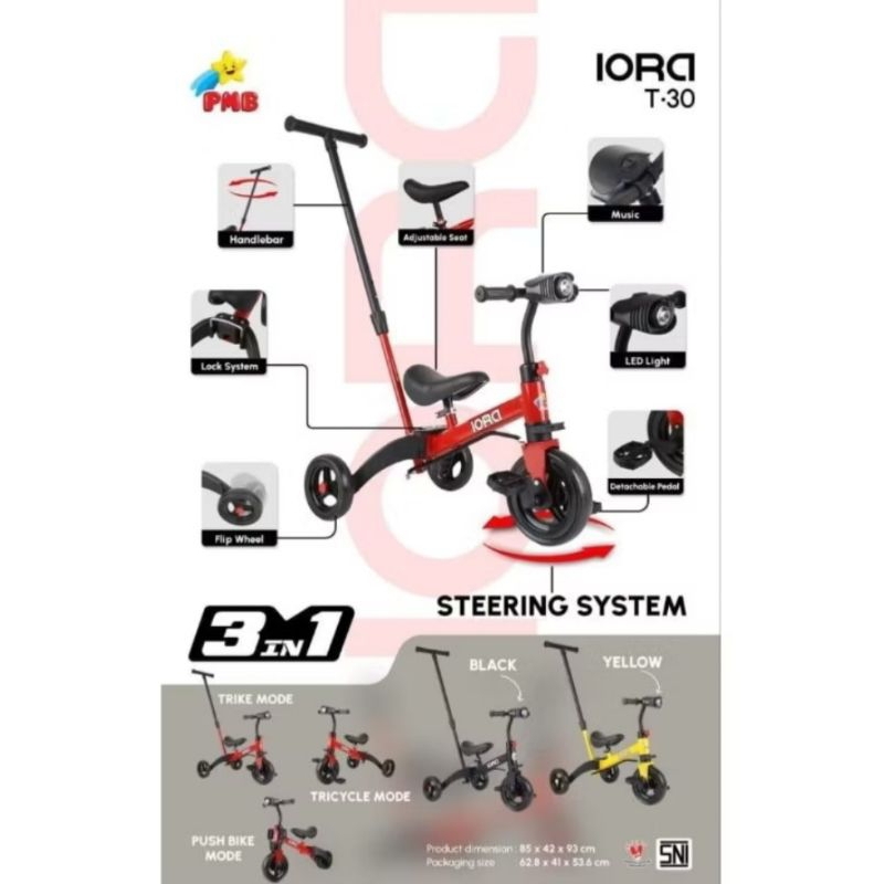 Jual BALANCE BIKE PMB IORA 3IN1 STEERING SYSTEM | Shopee Indonesia