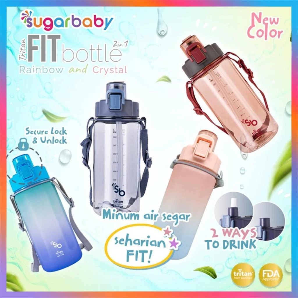 Jual NEW BOTOL SUGARBABY TRITAN FIT BOTTLE 2in1 RAINBOW / CRYSTAL 2000ml | Shopee Indonesia