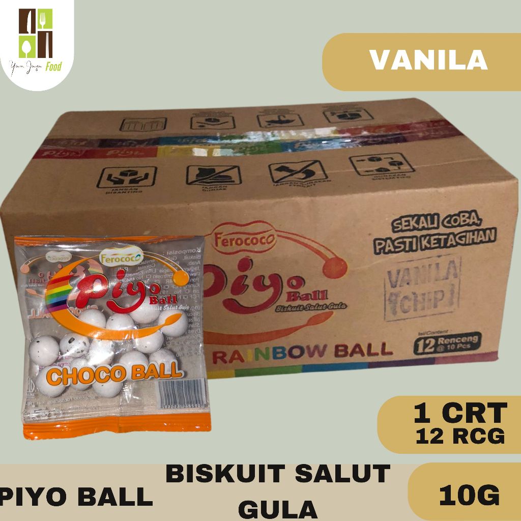 Jual Piyo Ball Bickuit Salut Gula / Biskuit Bola / Permen Bulat / Choco Ball / Vaniila Chip ...