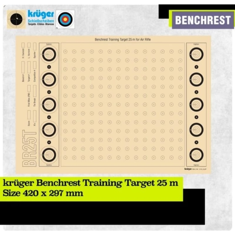 Jual kertas latihan practise benchrest 25 m original kruger standar ...