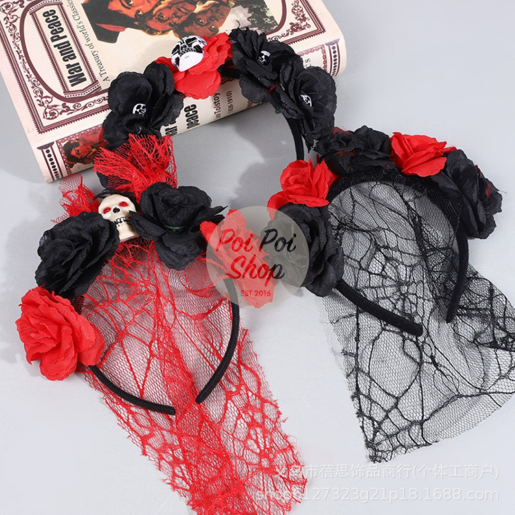 Jual Bando Skull Bride Halloween Cosplay Kostum Properti Pesta Bunga ...