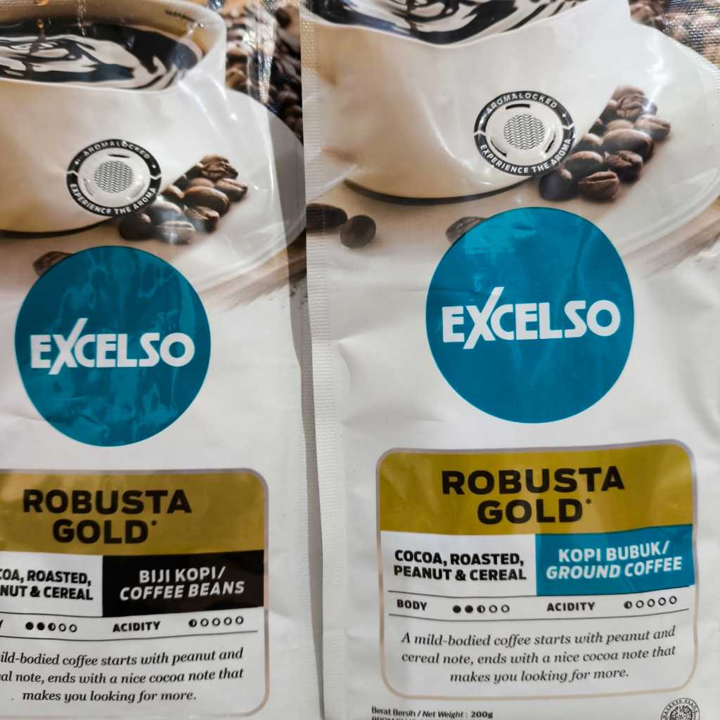 Jual Excelso Robusta Gold Kopi Bubuk / Biji Kopi Kemasan 200gr | Shopee ...