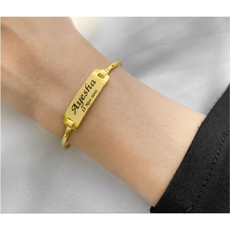 Jual Gelang Ukir nama custom laser lapis emas bisa pesan nama kamu emas ...