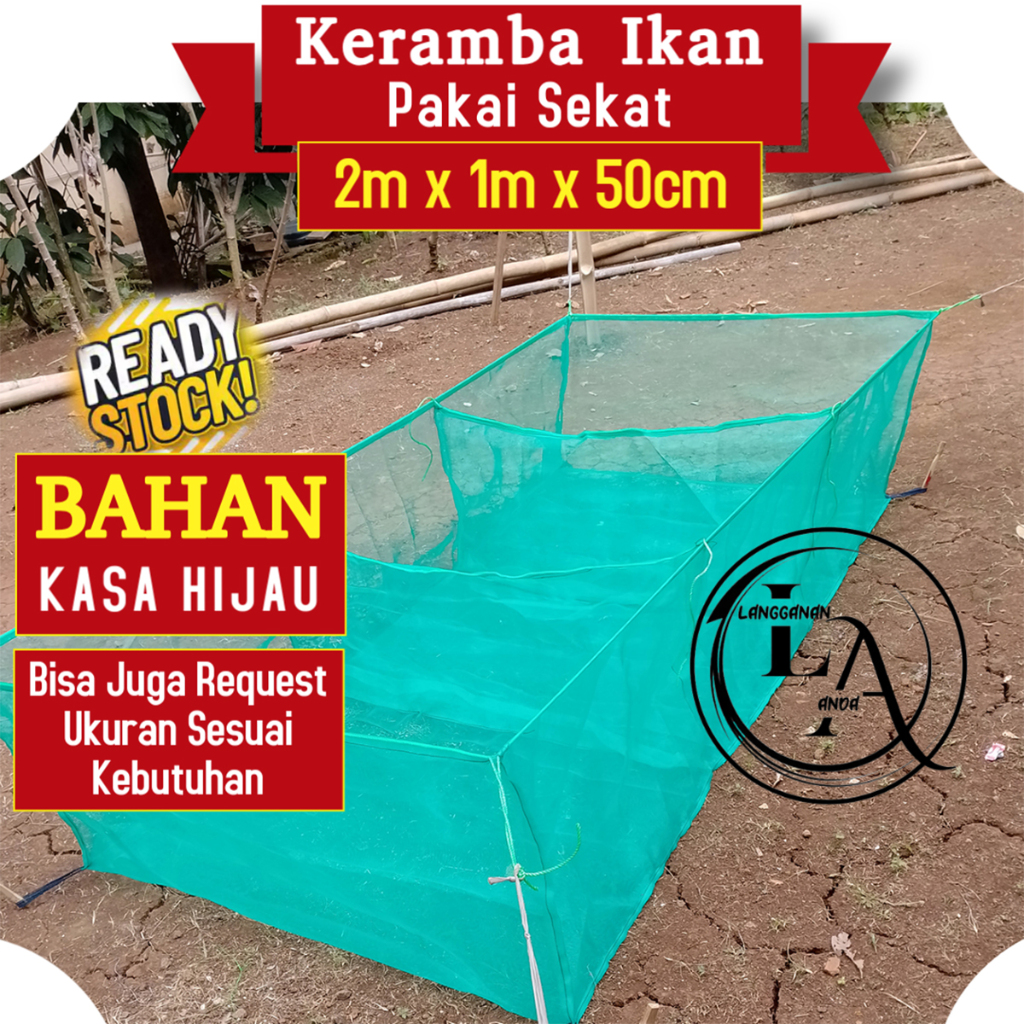 Jual Jaring Keramba Ikan Sekat Siap Pakai Bahan Kasa Hijau Ukuran 2m x ...