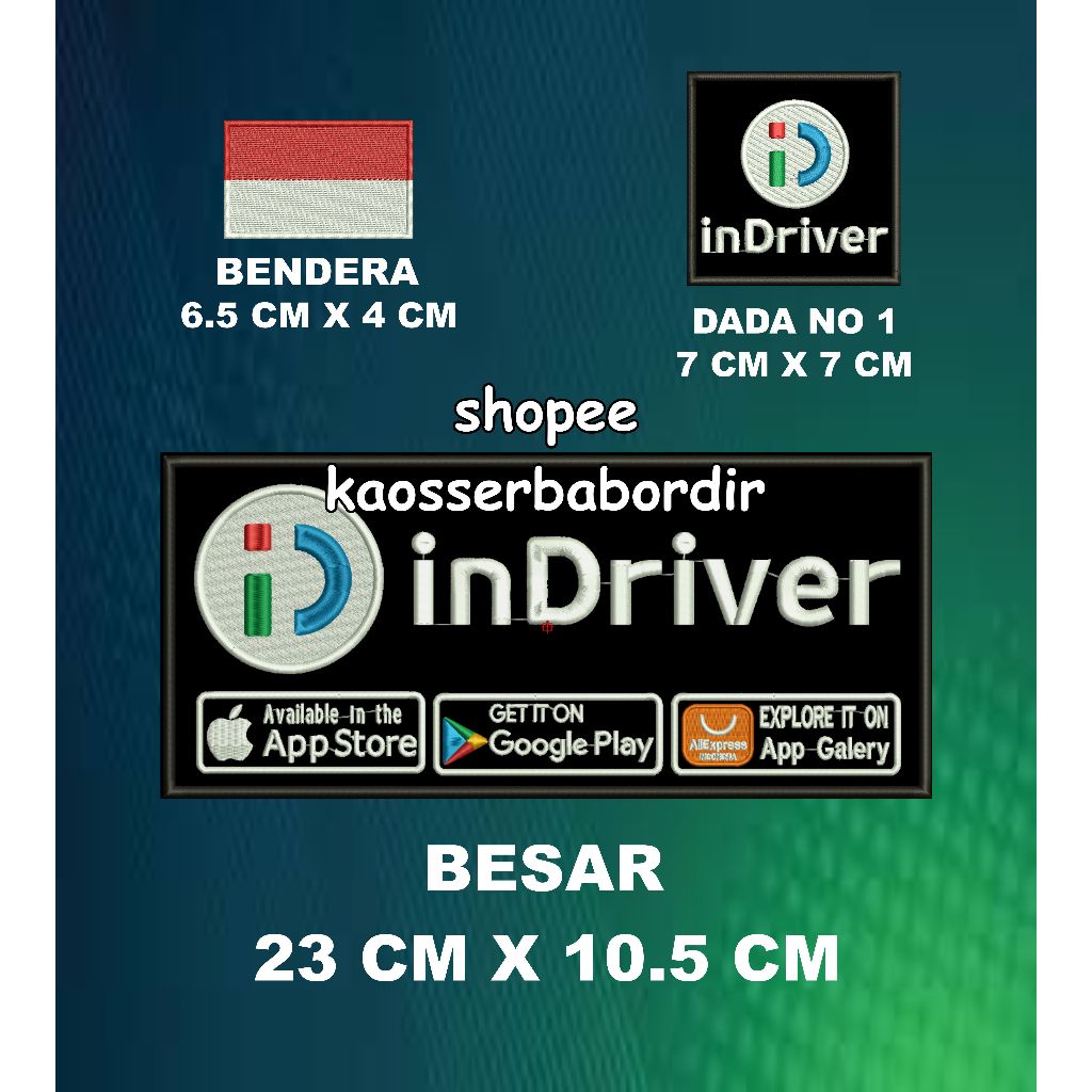 Jual Emblem InDriver 1 Paket Lengkap Dasar Hitam Bordir Komputer Logo ...