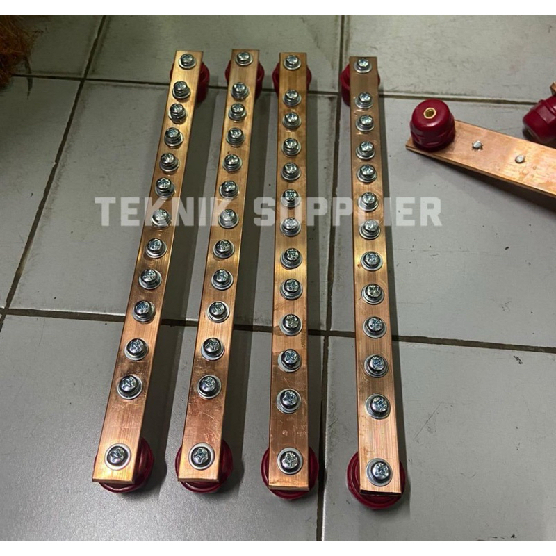 Jual busbar tembaga custom 5mm x 25mm x 200mm 10 baut m6 / busbar ...