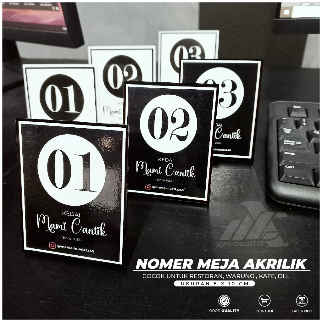 Jual Nomor Meja Cafe Akrilik 8 x 10cm Desain Full Color - Stand Nomer ...