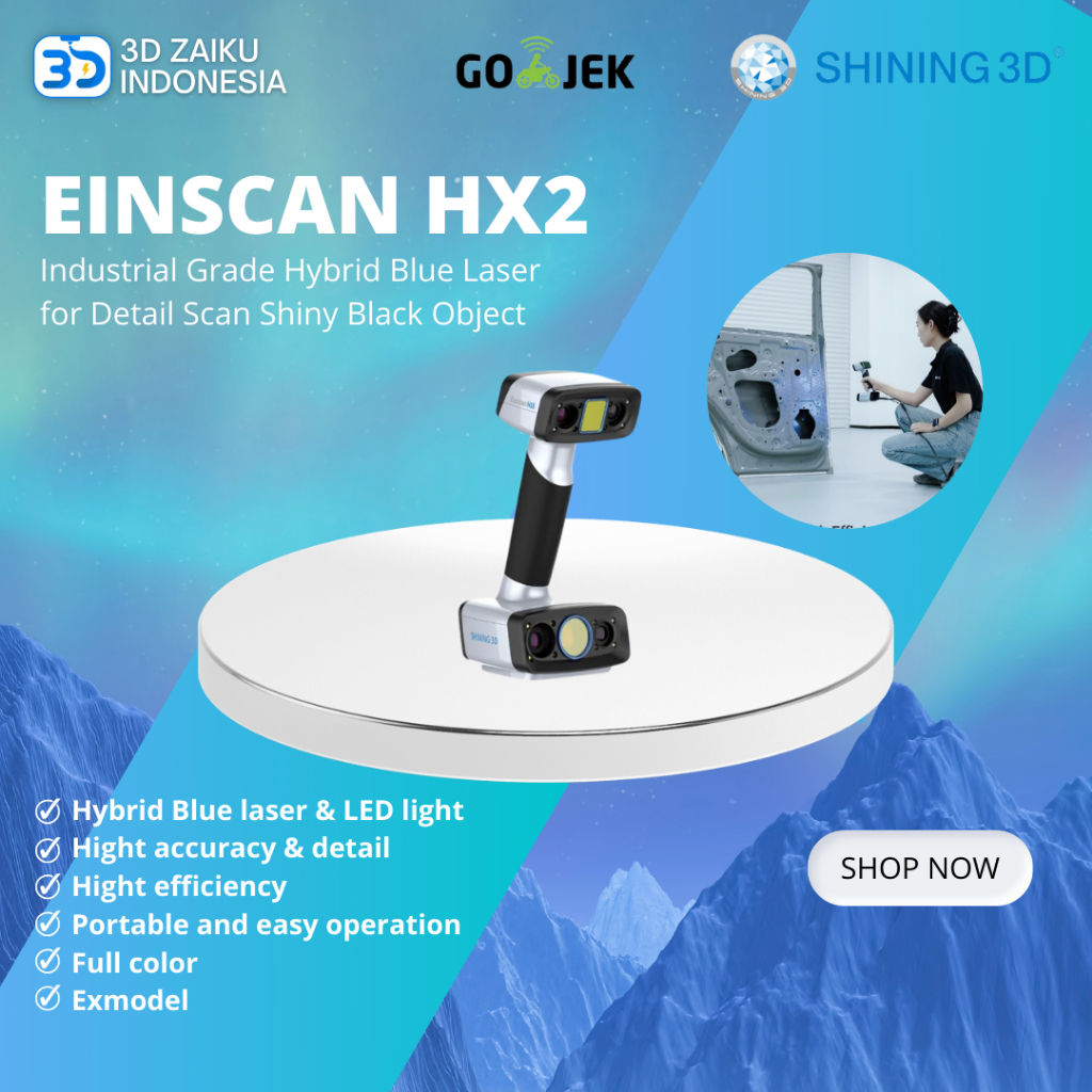 Jual Industrial Grade Hybrid Blue Laser 3D Scanner Einscan HX2 for Detail Scan Shiny Black ...