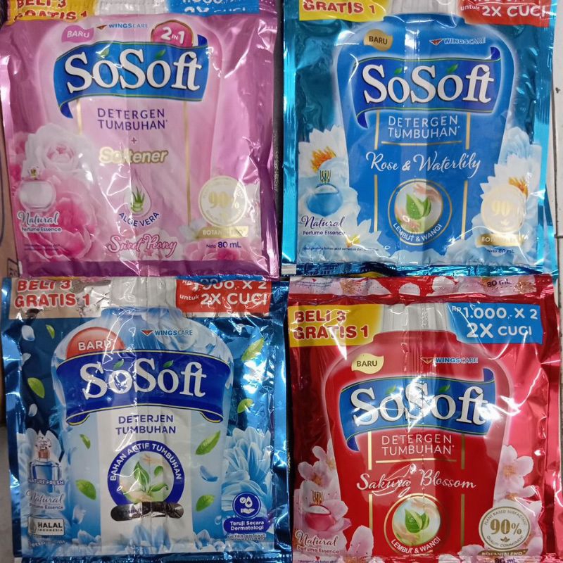 Jual SoSoft Detergen Deterjen Cair Sachet 16 pcs | Shopee Indonesia