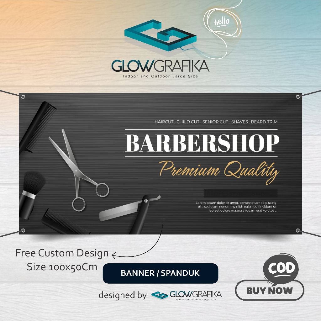 Jual Cetak Spanduk Banner Barbershop Model C | Shopee Indonesia