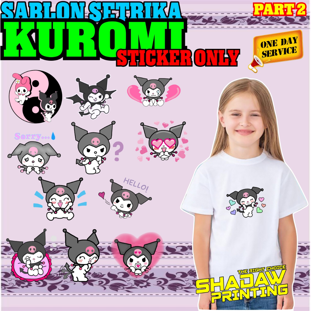 Jual SABLON DTF SETRIKA TEMA KUROMI PART 2 sticker only | Shopee Indonesia