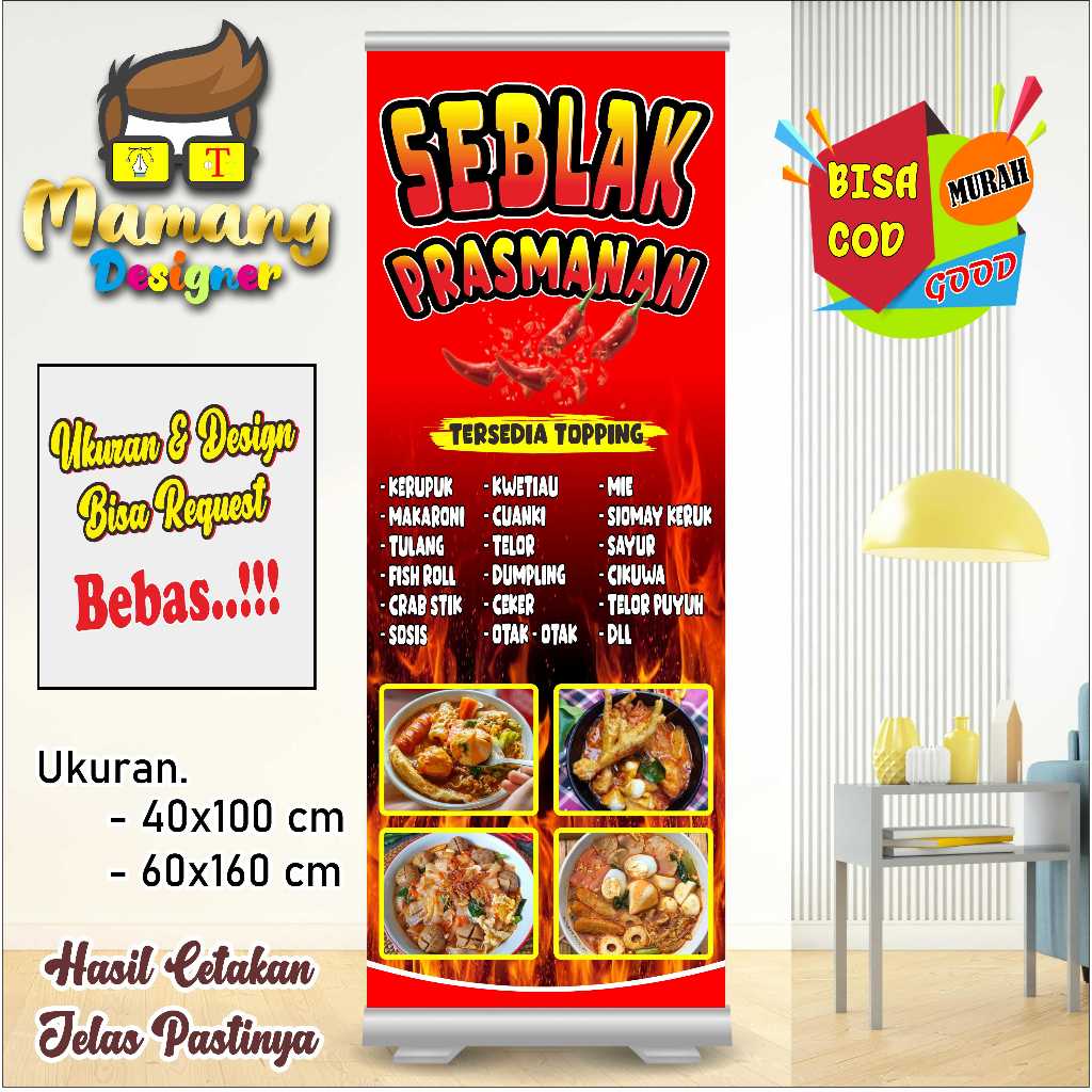 Jual Banner Spanduk Custom Jajanan Seblak Prasmanan Keren bb | Shopee ...