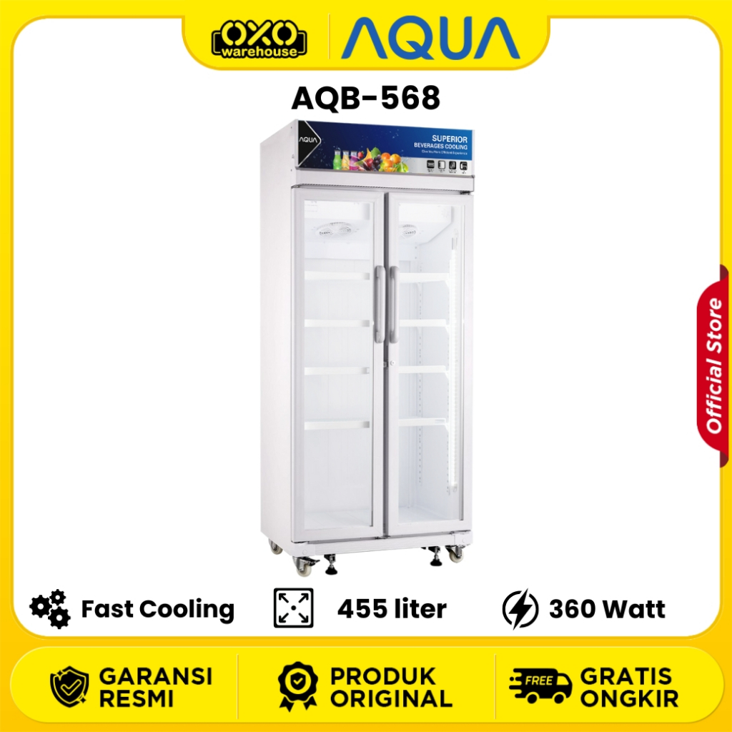 Jual AQUA SHOWCASE AQB-568 2 Pintu 560 Liter Low Watt Garansi Resmi | Shopee Indonesia