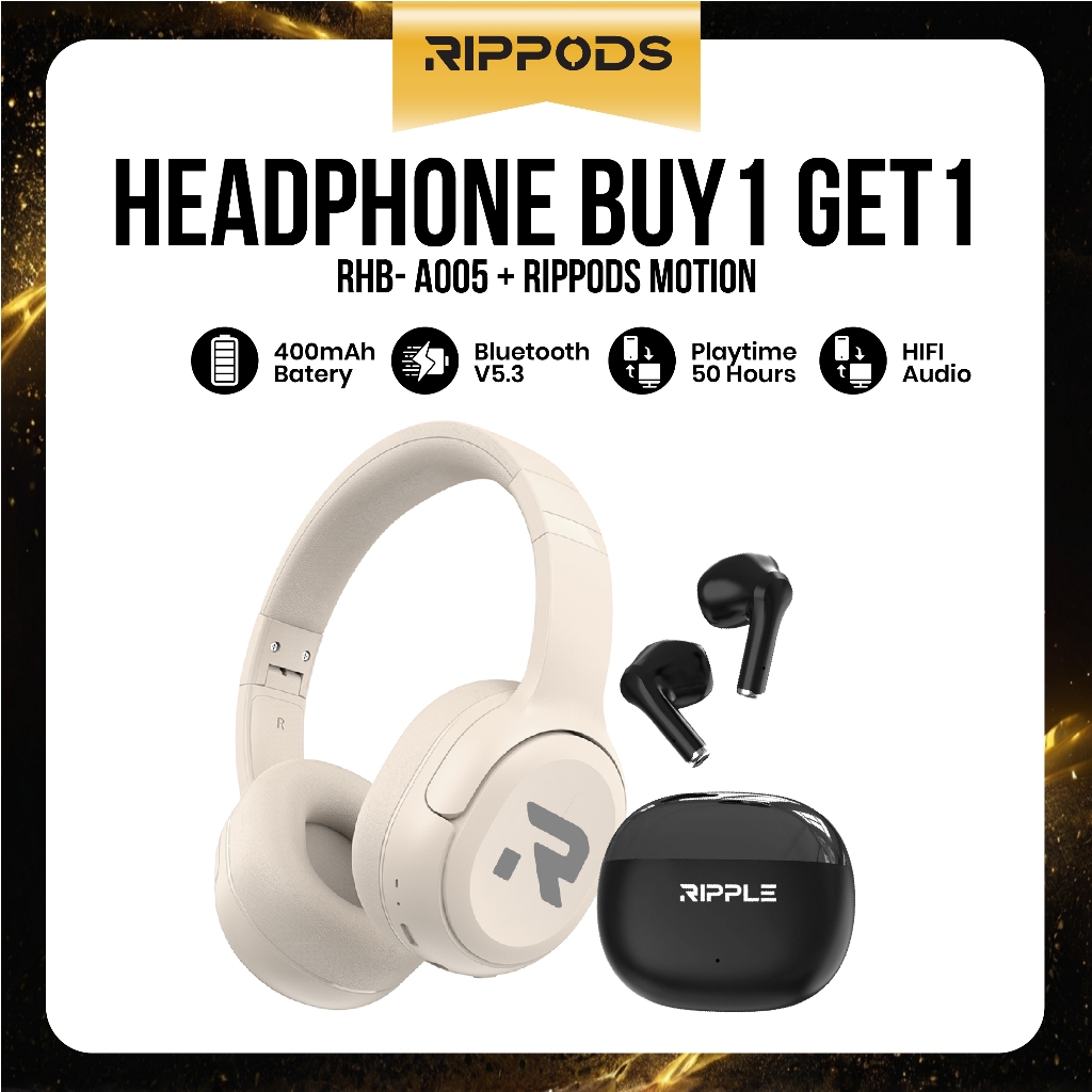 Jual Rippods Special Promo RHB A005 Headphone + TWS Bluetooth Earphone ...