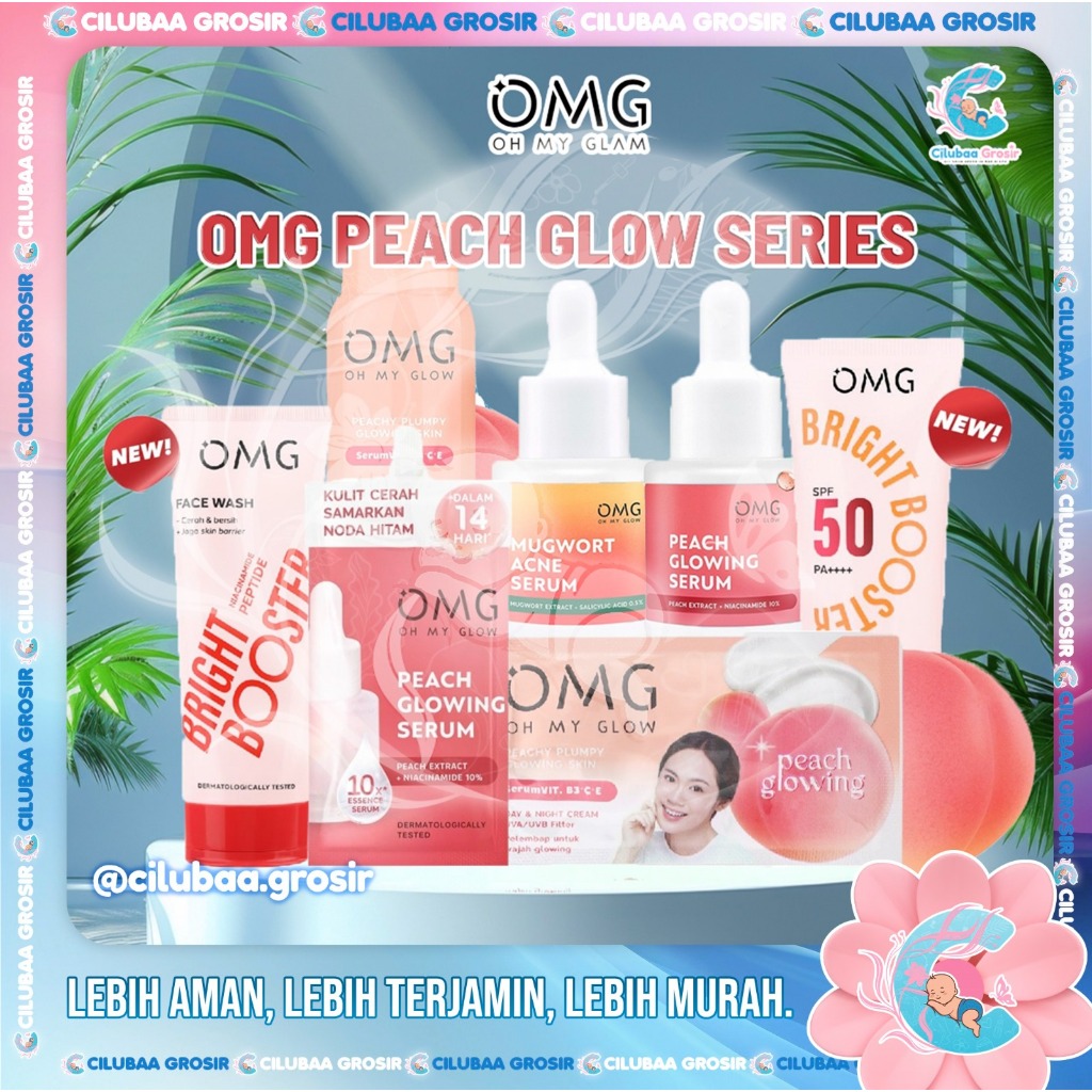 Jual OMG Peach Glowing Series || Bright Booster Face Wash || Face Toner ...