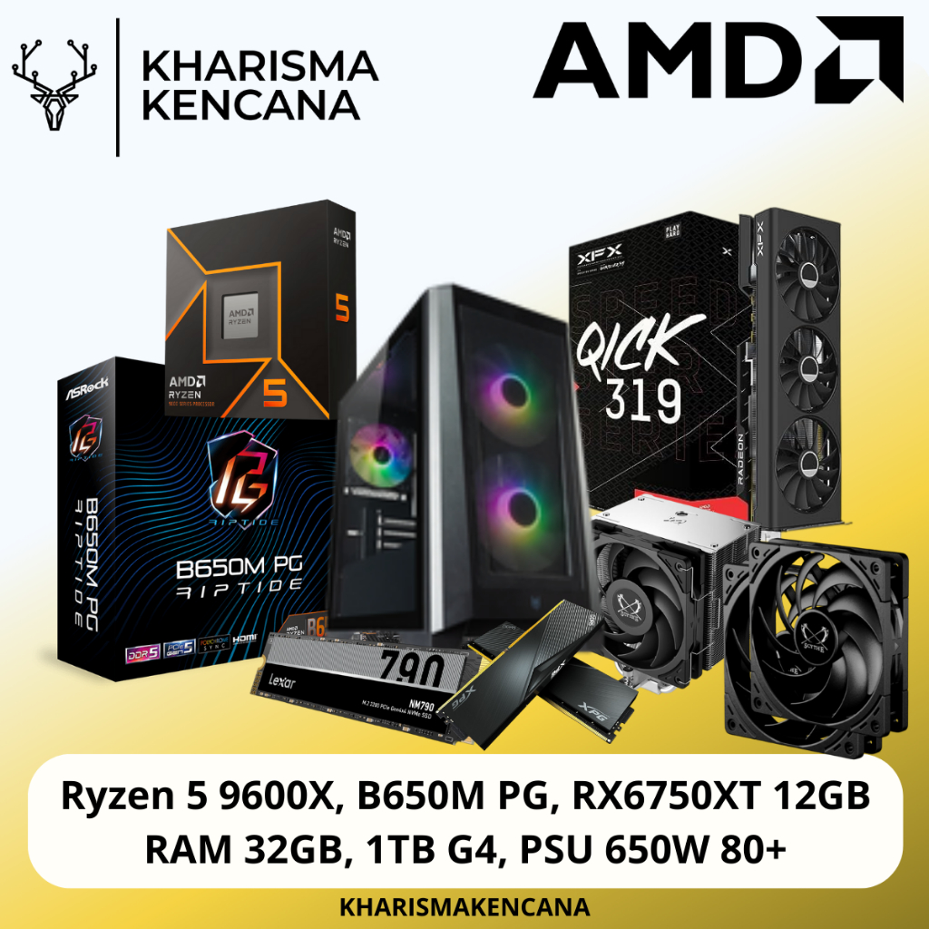 Jual RAKIT PC KHARISMA - GAMING EDITING RAKITAN RYZEN 5 9600X VGA ...