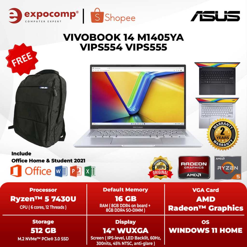 Jual ASUS VIVOBOOK 14 M1405YA VIPS554 VIPS555 AMD RYZEN 5-7430U 16GB ...