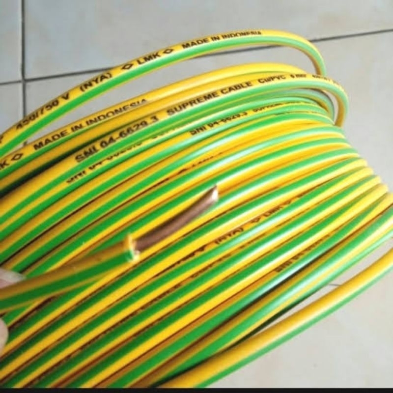 Jual kabel NYA 16mm 1x16mm Kuning Hijau Merk Supreme cable | Shopee ...