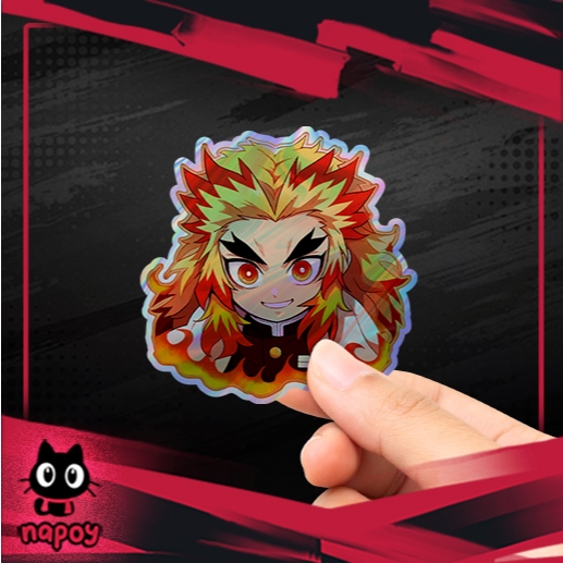 Jual Stiker Hologram Anime Demon Slayer Kyojuro Rengoku Potrait ...