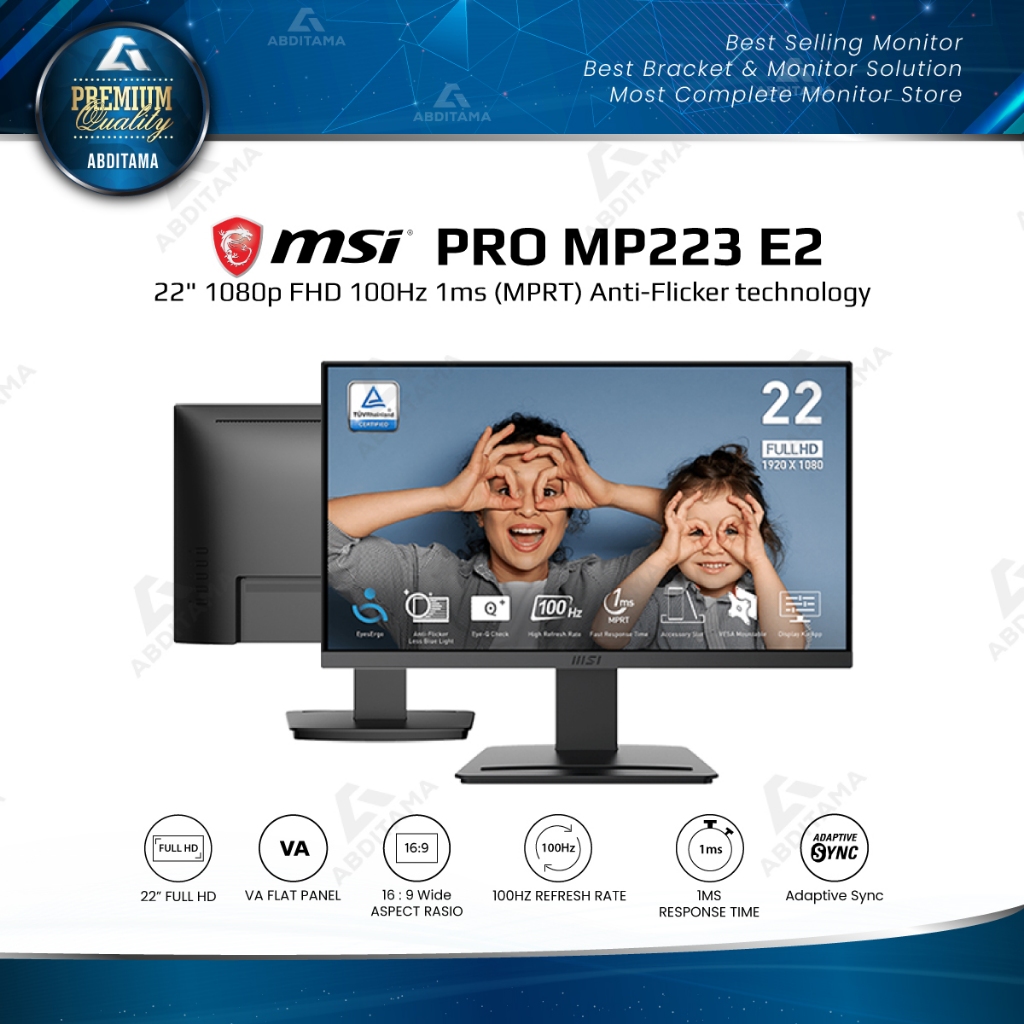 Jual Monitor LED MSI PRO MP223 E2 22" 1080p FHD 100Hz 1ms (MPRT) HDMI 1 ...