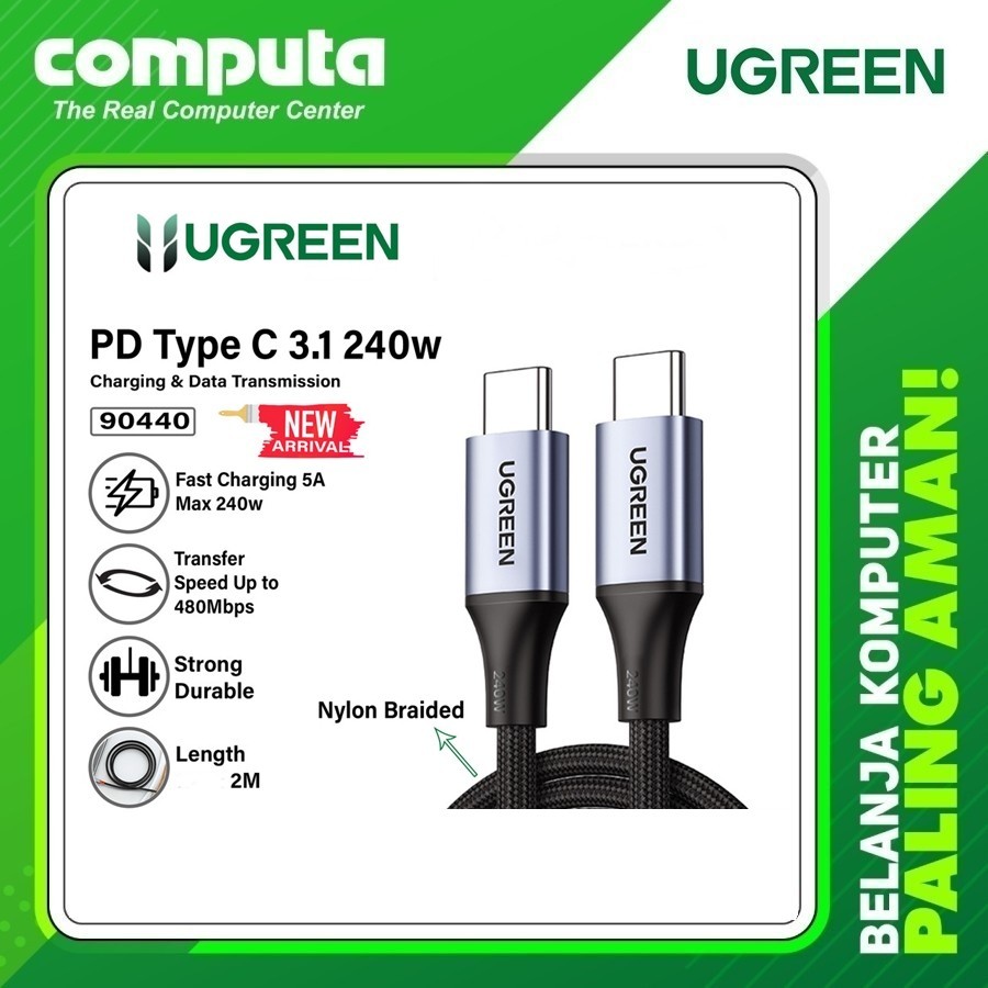 Jual Ugreen Kabel Type C to Type C 2 Meter Fast Charging 240w Nylon ...