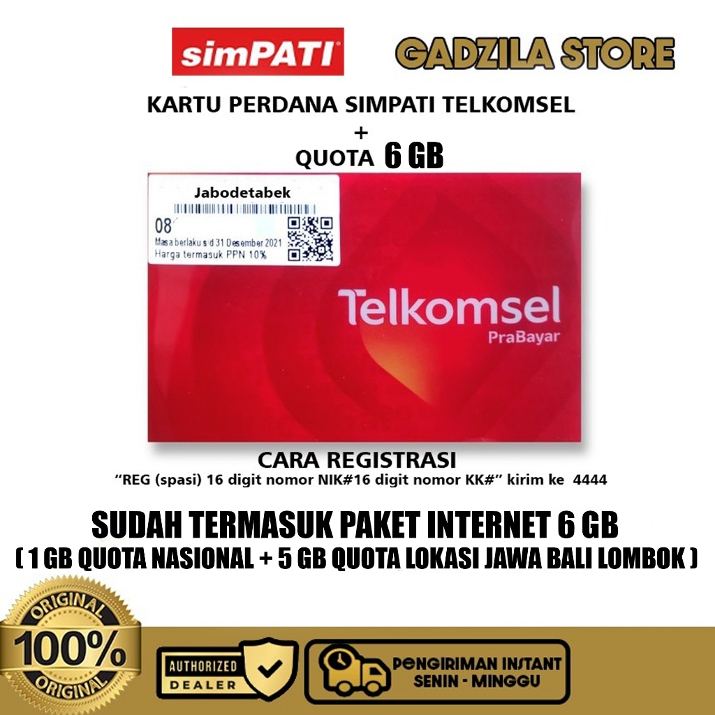 Jual Kartu Perdana SIMPATI | Nomor Sim Card Telkomsel Segel Baru + Kuota Internet 6GB | Shopee ...