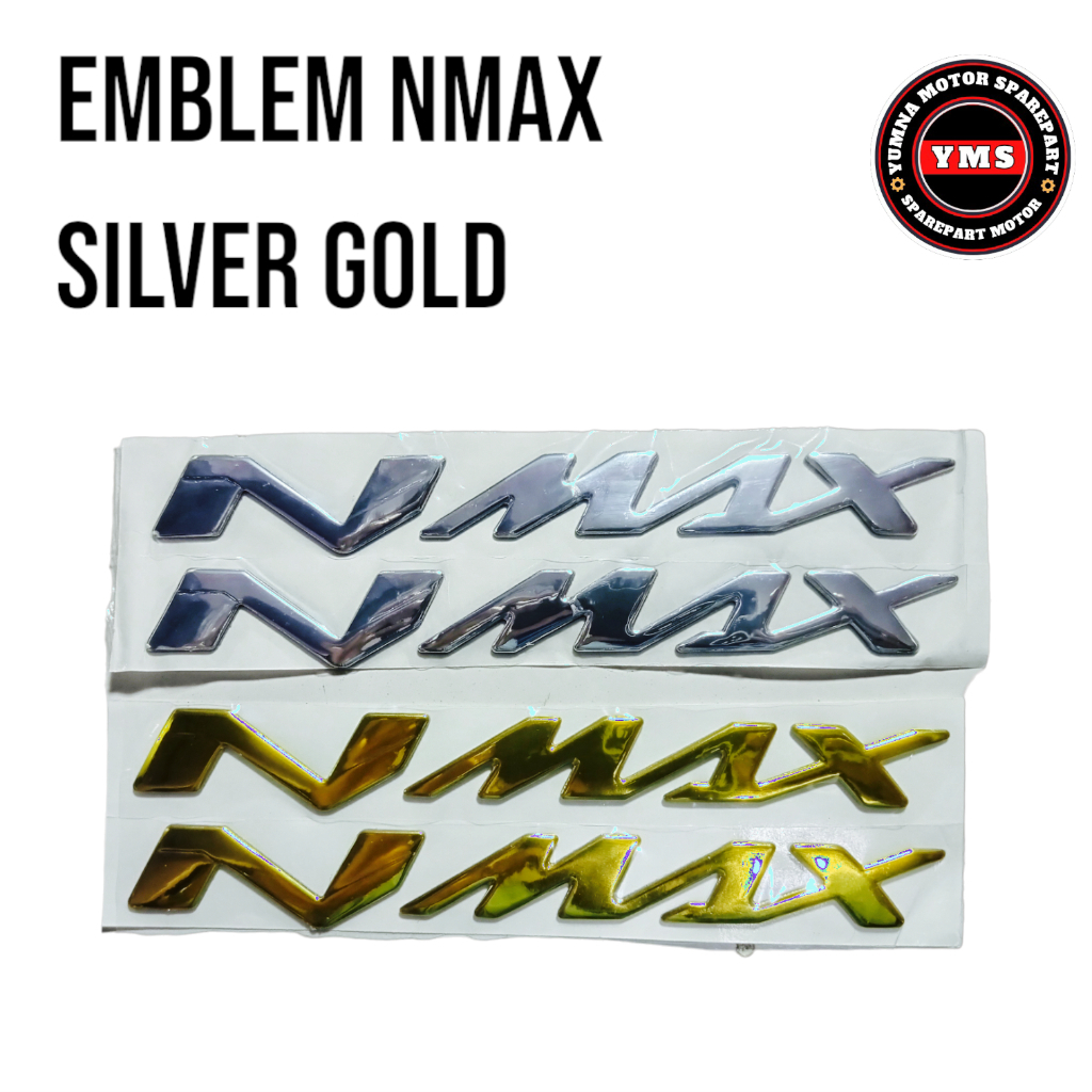 Jual emblem nmax satu set silver dan gold emblem logo yamaha nmax ...