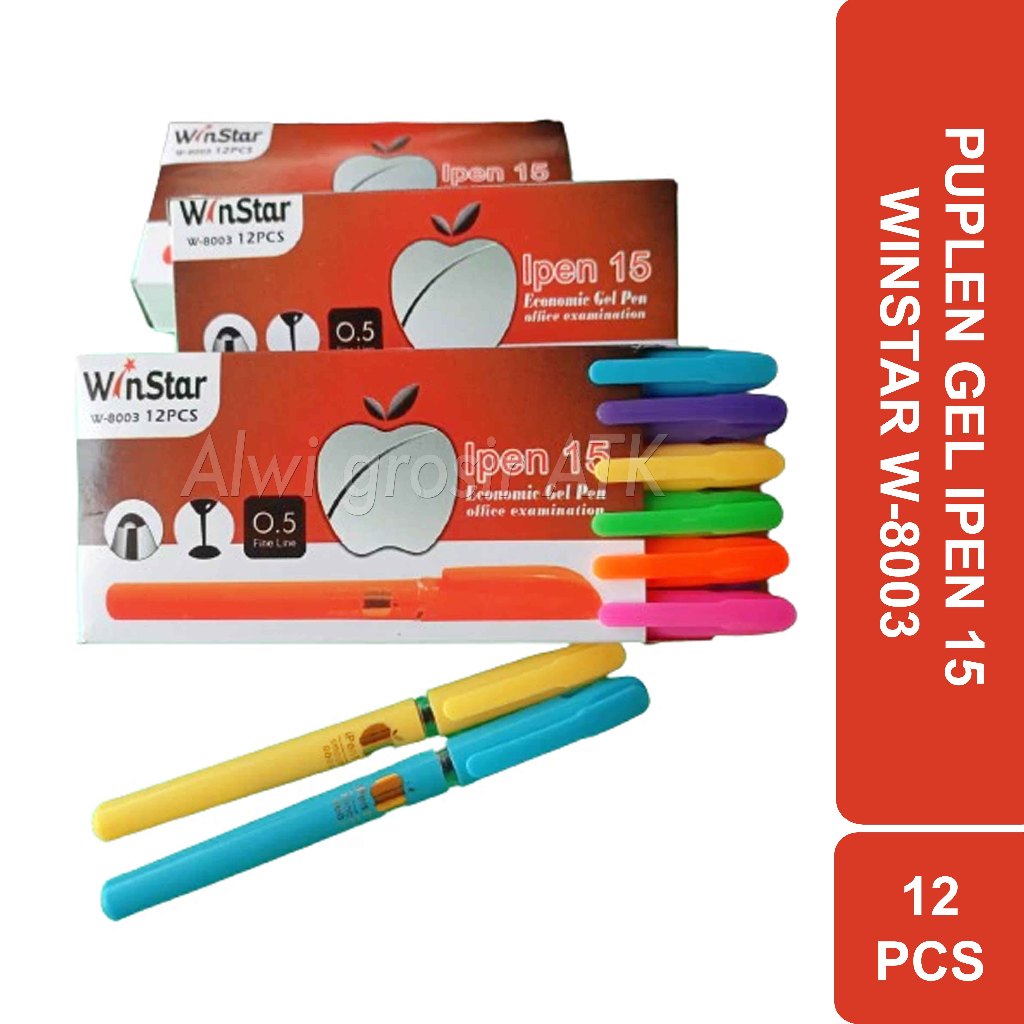 Jual Pulpen Gel Winstar Ipen 15 Apel 0.5 mm Fine Line | 12 Pcs | Shopee ...