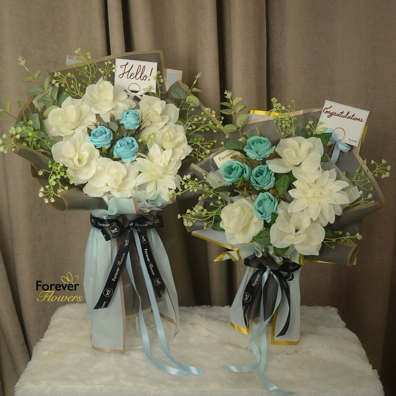 Jual BOUQUET BUNGA VALENTINE ARTIFICIAL READY / BUKET BUNGA PALSU BIRU ...