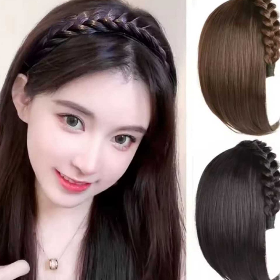 Jual Harga Terbaik Wig Bando Kepang Rambut Lurus Pendek Sebahu Wig Bob ...