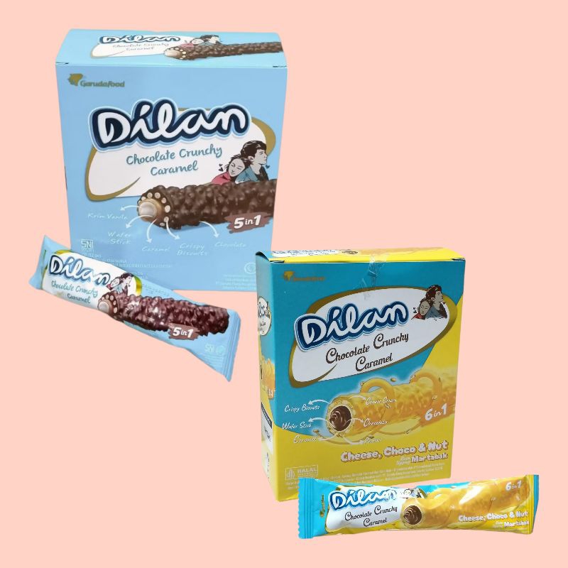Jual DILAN Crunchy Choco Caramel & Keju Wafer Roll Stick Coklat [12 pcs ...