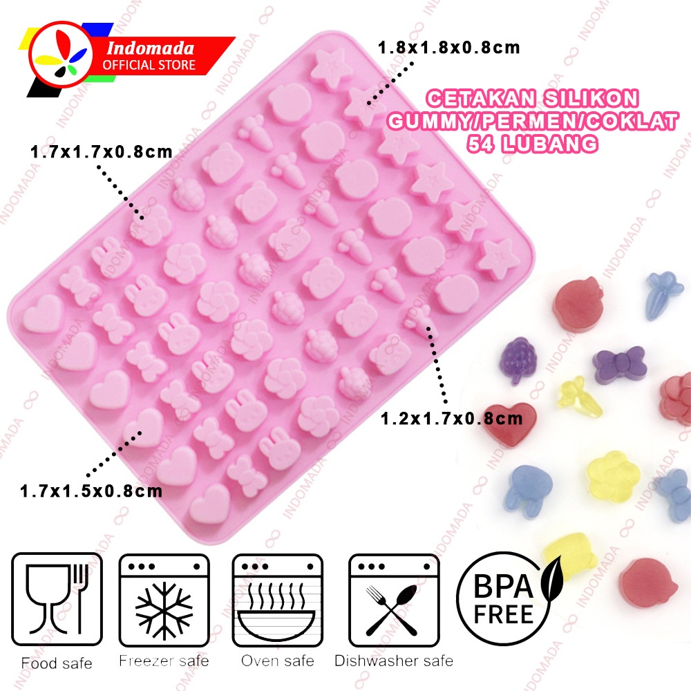 Jual Indomada Cetakan Silikon Permen Gummy Coklat 54 Hati Bintang ...