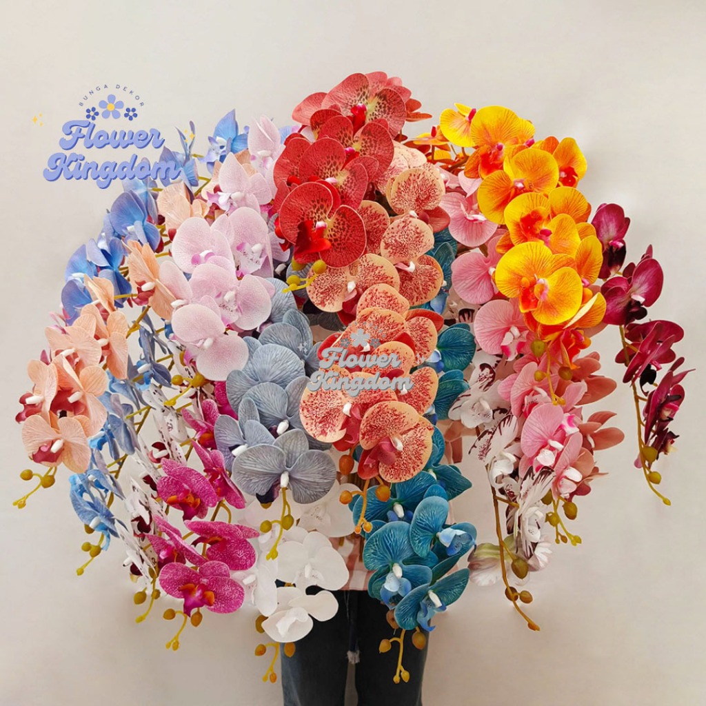 Jual Jumbo 15Kuntum Real Touch Large Orchid Bunga Anggrek Latex K15 ...