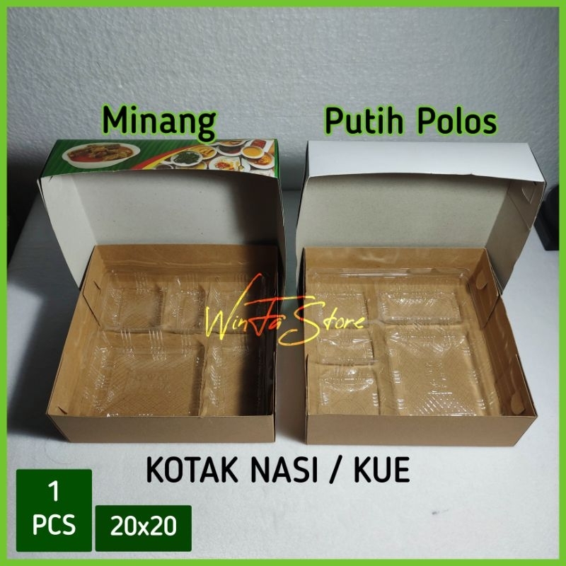 Jual (1 PCS) Box Kotak Nasi Minang Selamat Menikmati Putih Polos Kotak ...