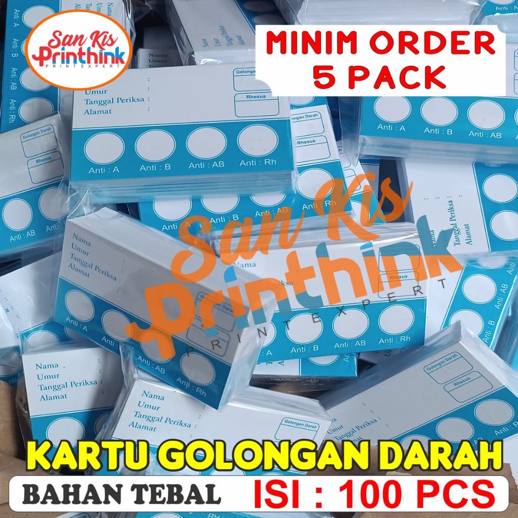 Jual Kartu Golongan Darah Bahan Tebal Kartu Goldar isi 100pcs Termurah ...